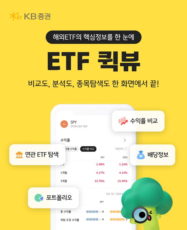 KB증권, '퀵뷰' 오픈...해외ETF 핵심 정보 '한 눈에'